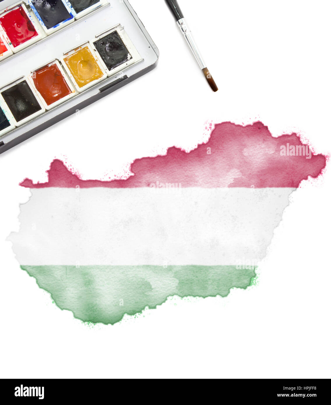 A watercolor painting of Hungary in the national colors.(series Stock ...