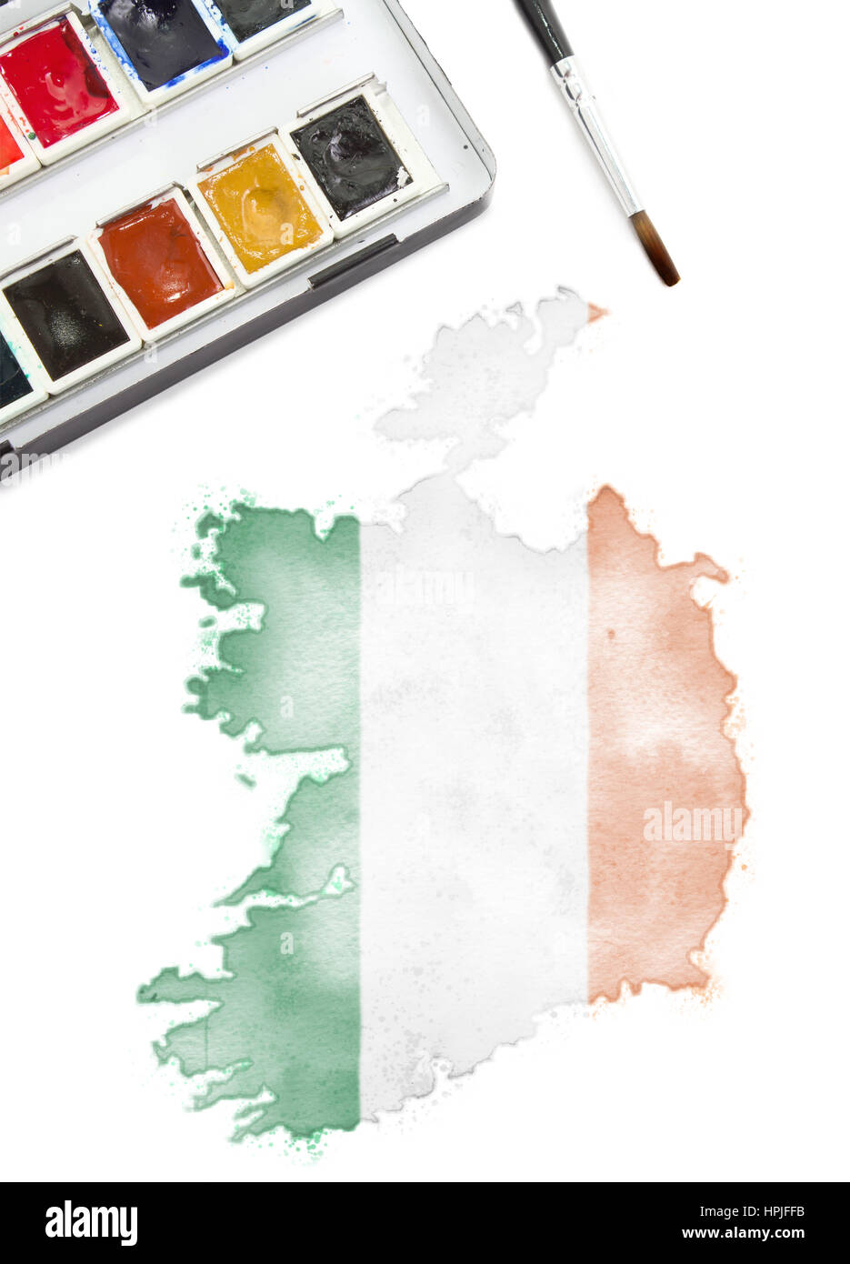 A watercolor painting of Ireland in the national colors.(series Stock ...