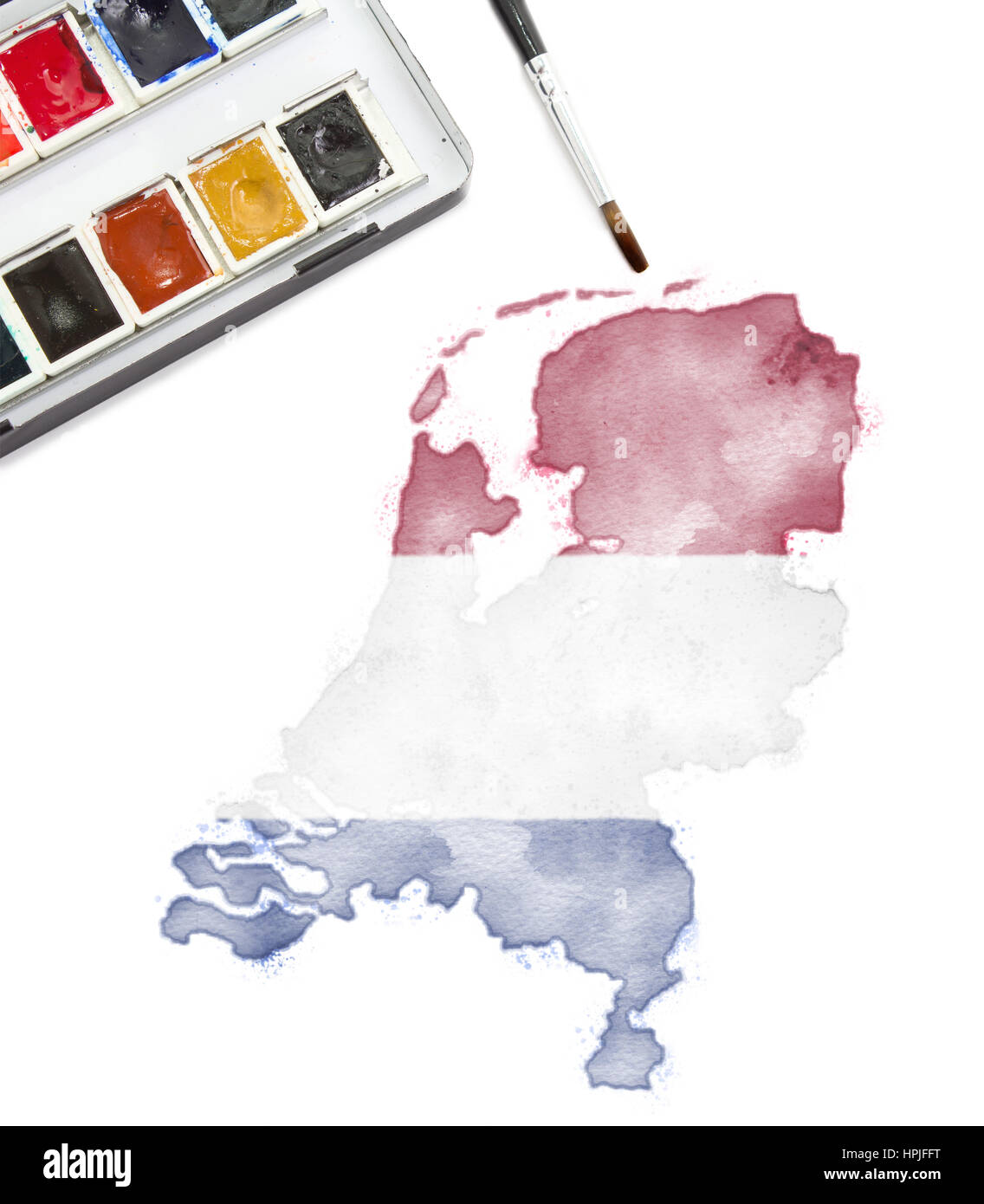 A watercolor painting of Netherlands in the national colors.(series ...