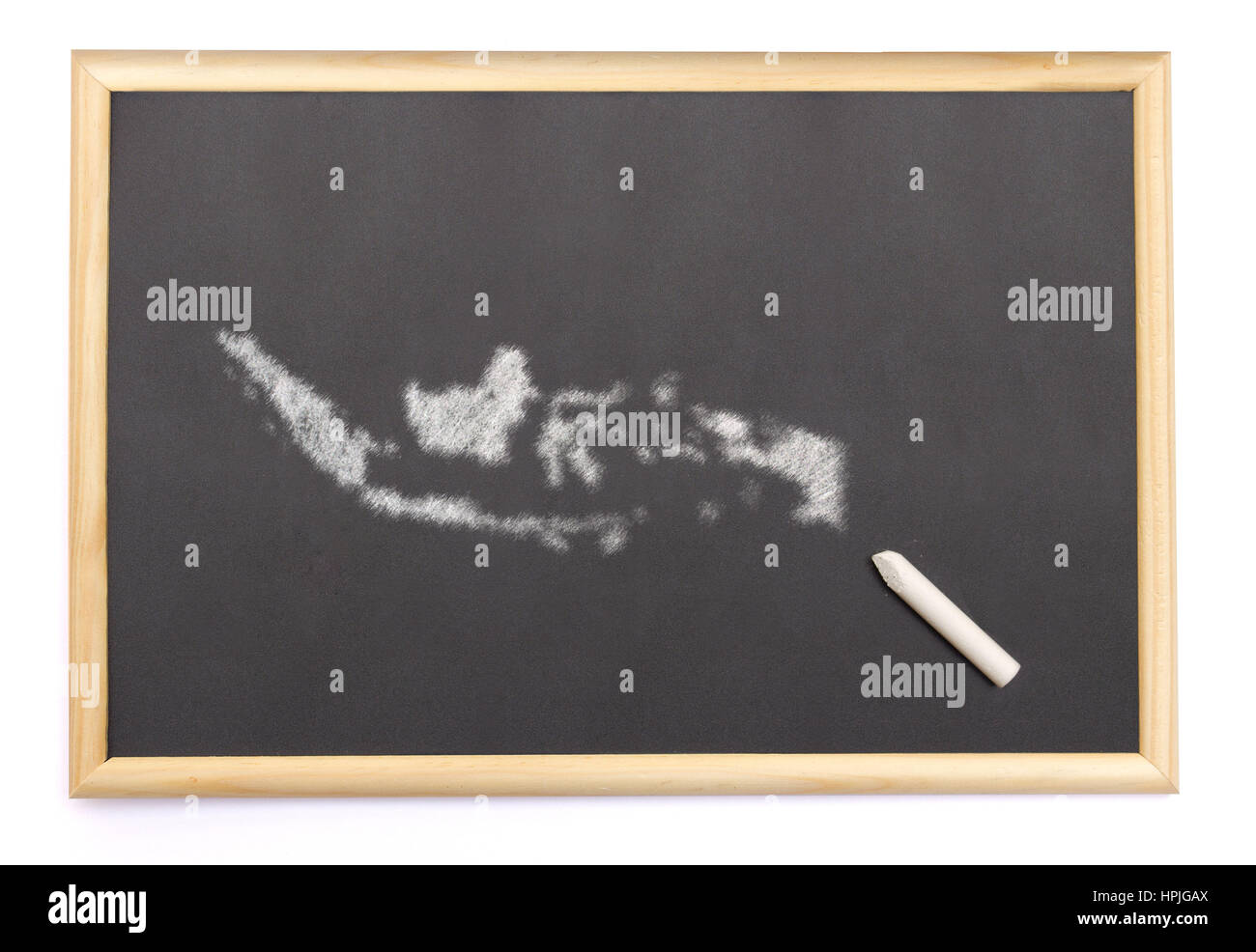 Blackboard with a chalk and the shape of Indonesia drawn onto. (series ...