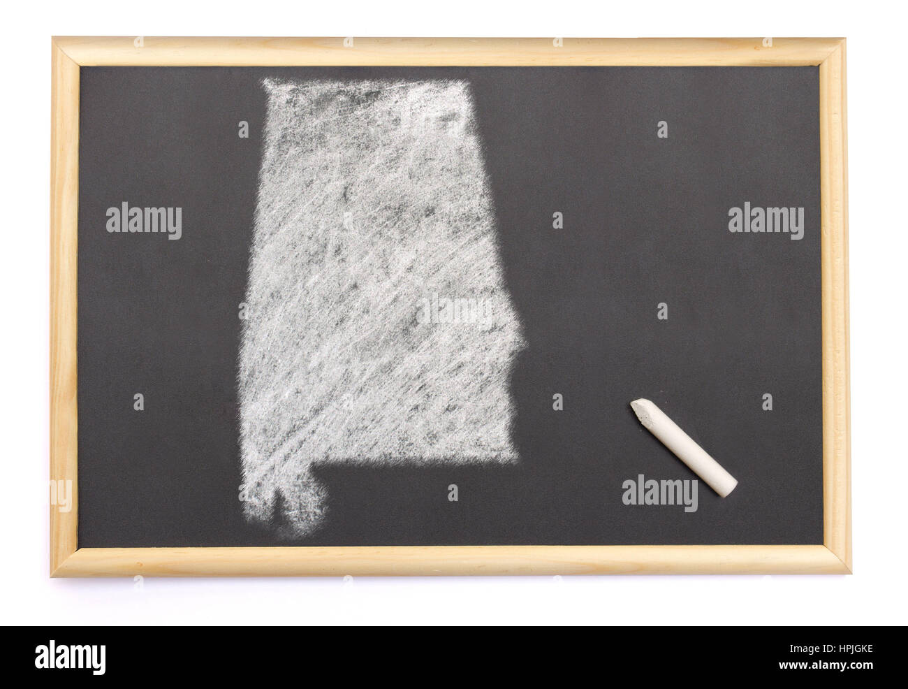 Blackboard with a chalk and the shape of Alabama drawn onto. (series ...