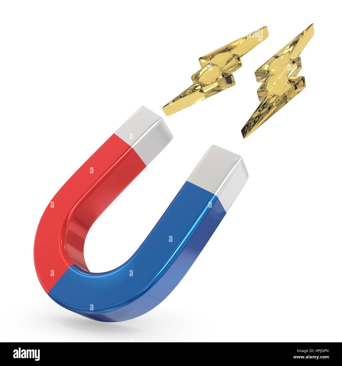 Red and blue horseshoe magnet, side view 3D render illustration ...