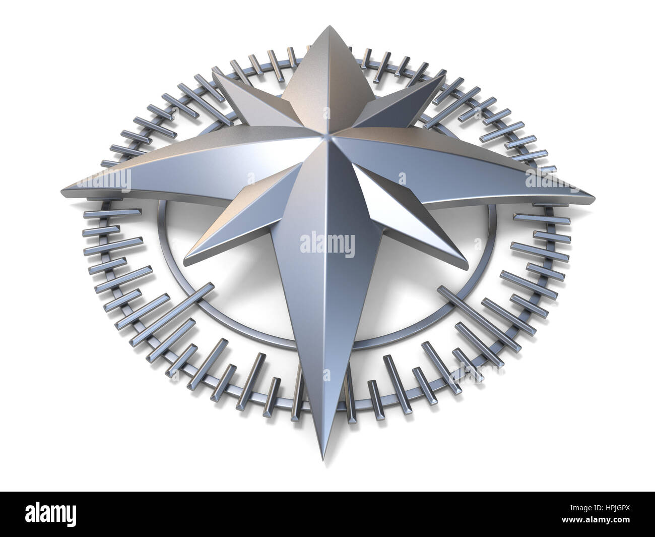 Metallic compass rose 3D render illustration isolated on white ...