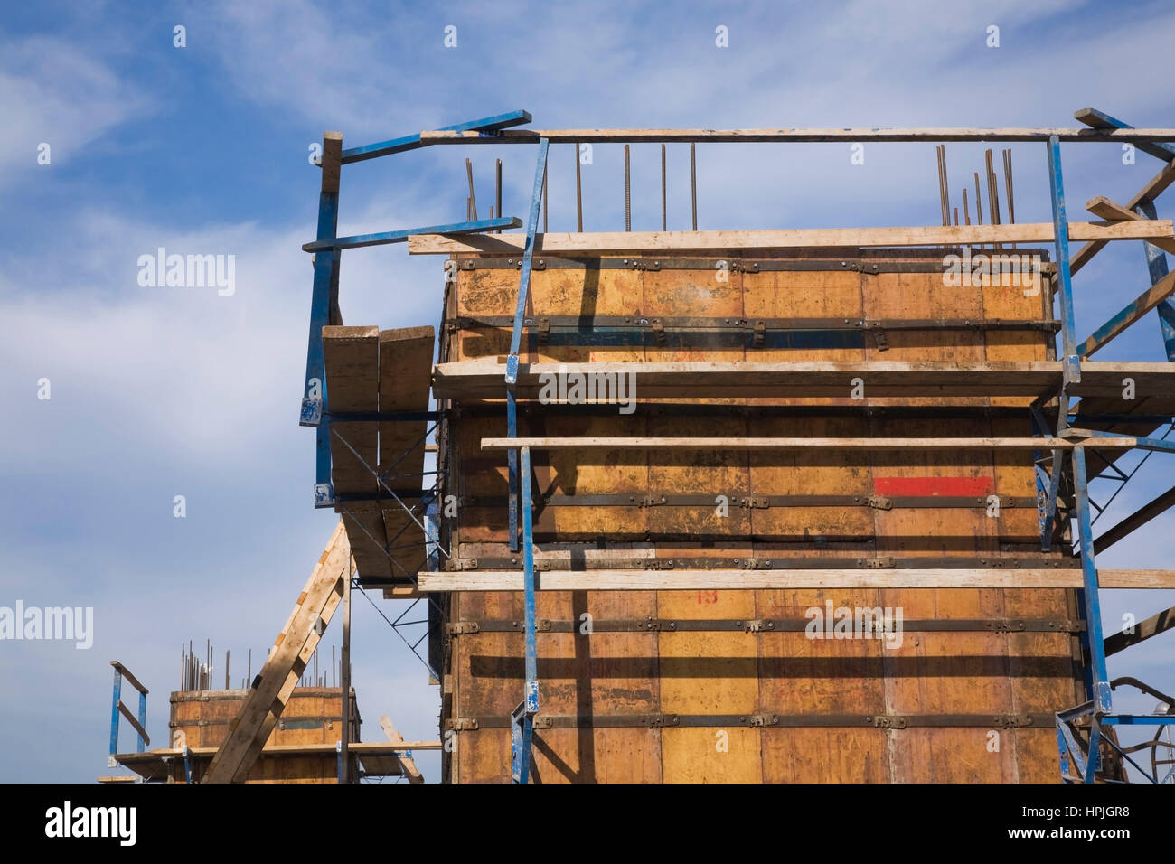 Concrete pouring forms at commercial building construction site Stock ...