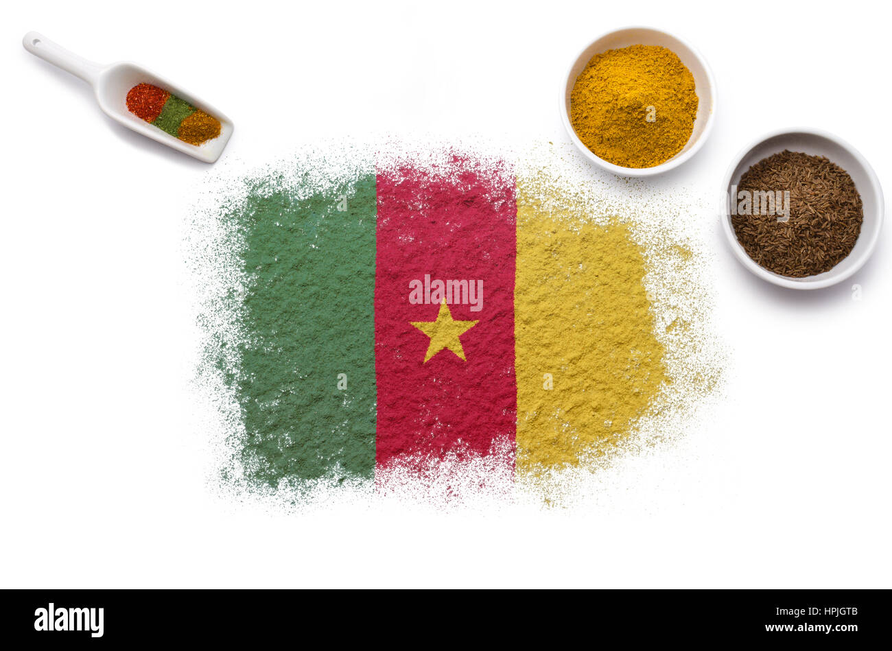 Various spices forming the flag of Cameroon.(series Stock Photo - Alamy