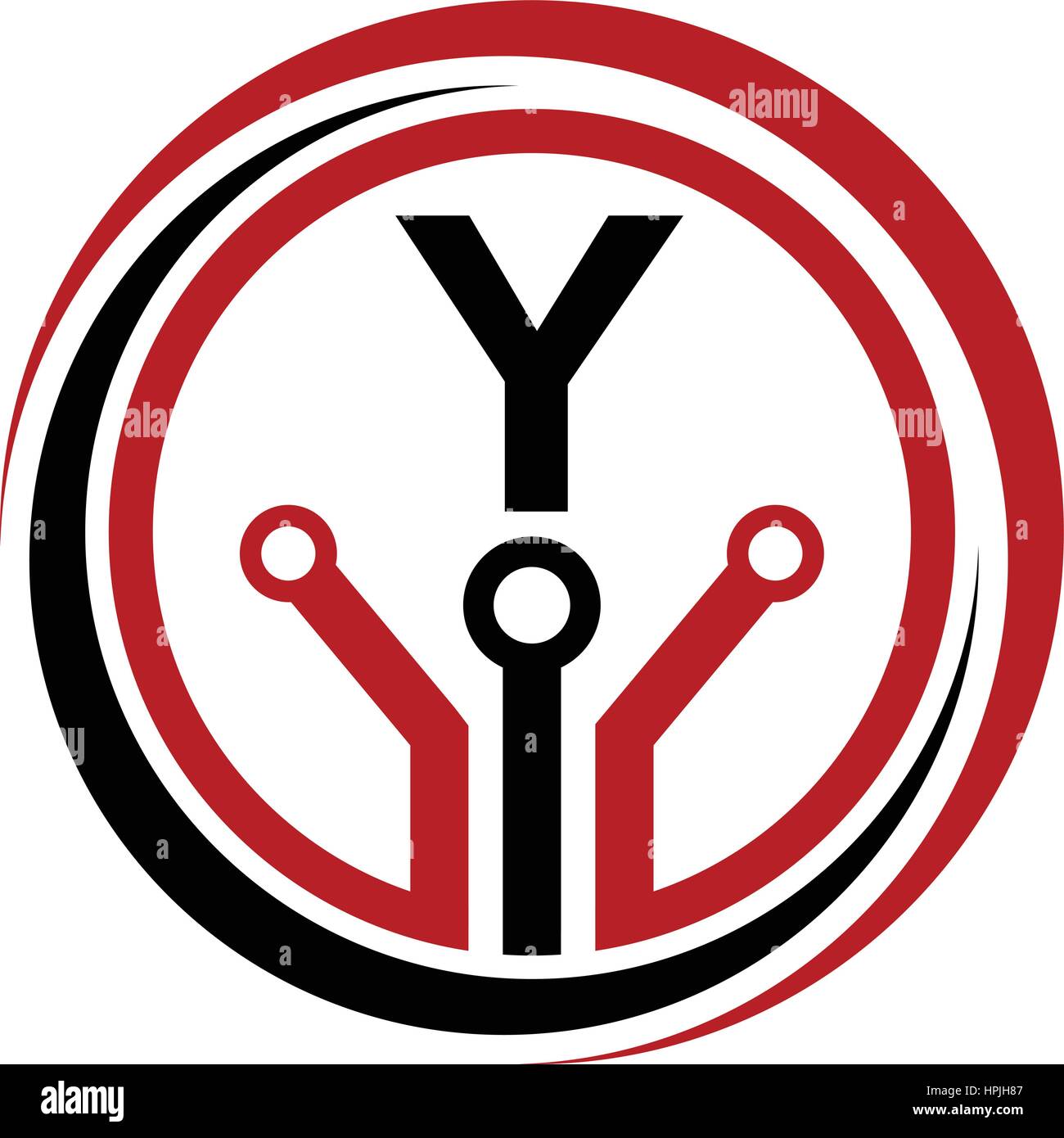 Digital World and Electrical Connections Initial Y Stock Vector Image ...