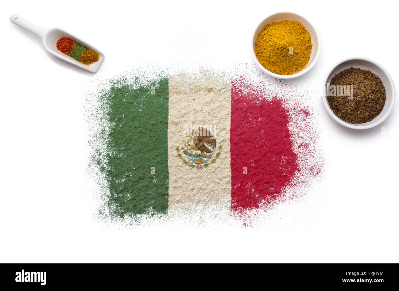 Various spices forming the flag of Mexico.(series Stock Photo - Alamy
