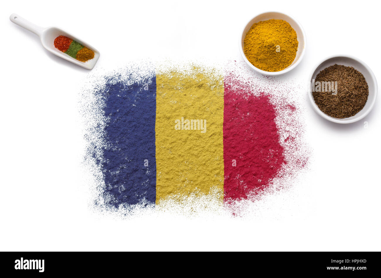 Various spices forming the flag of Romania.(series Stock Photo - Alamy