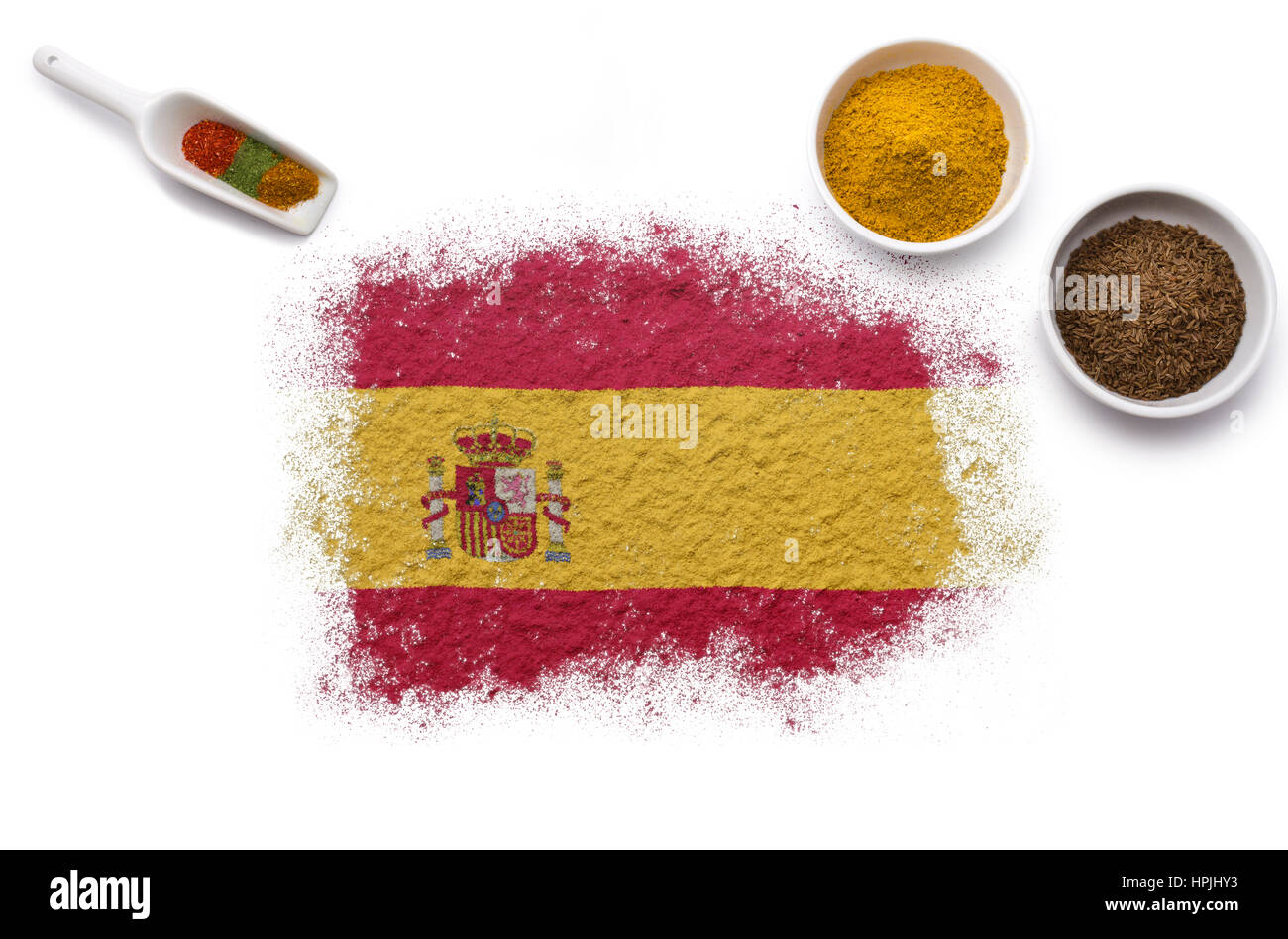Various spices forming the flag of Spain.(series Stock Photo - Alamy