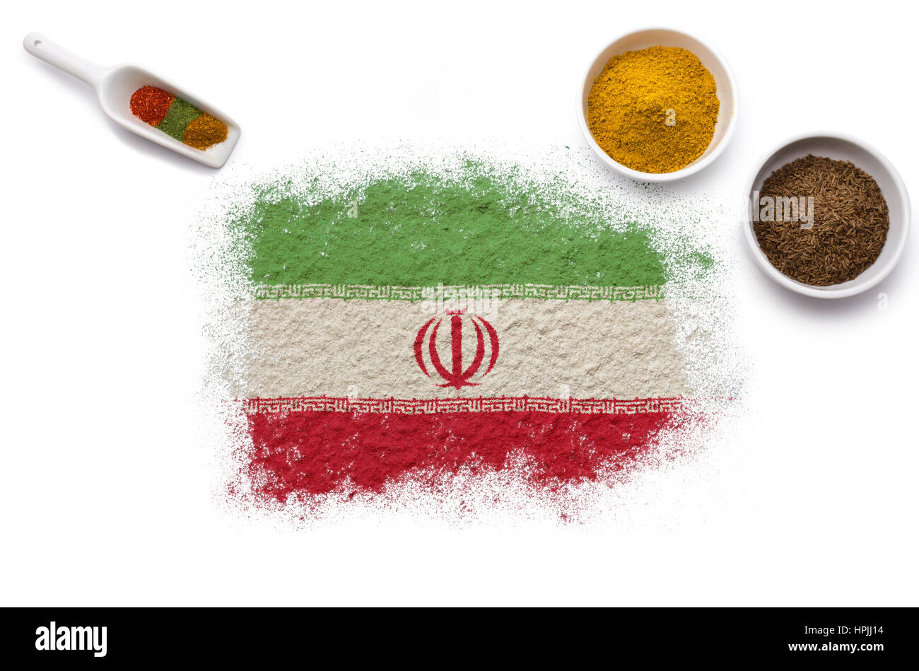 Various spices forming the flag of Iran.(series Stock Photo - Alamy