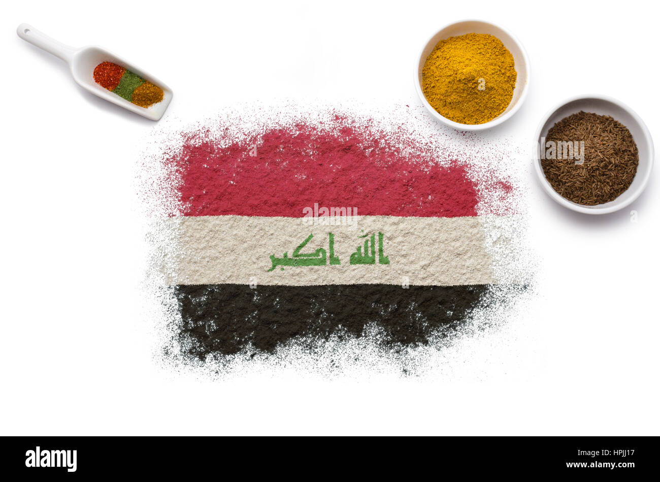 Various spices forming the flag of Iraq.(series Stock Photo - Alamy