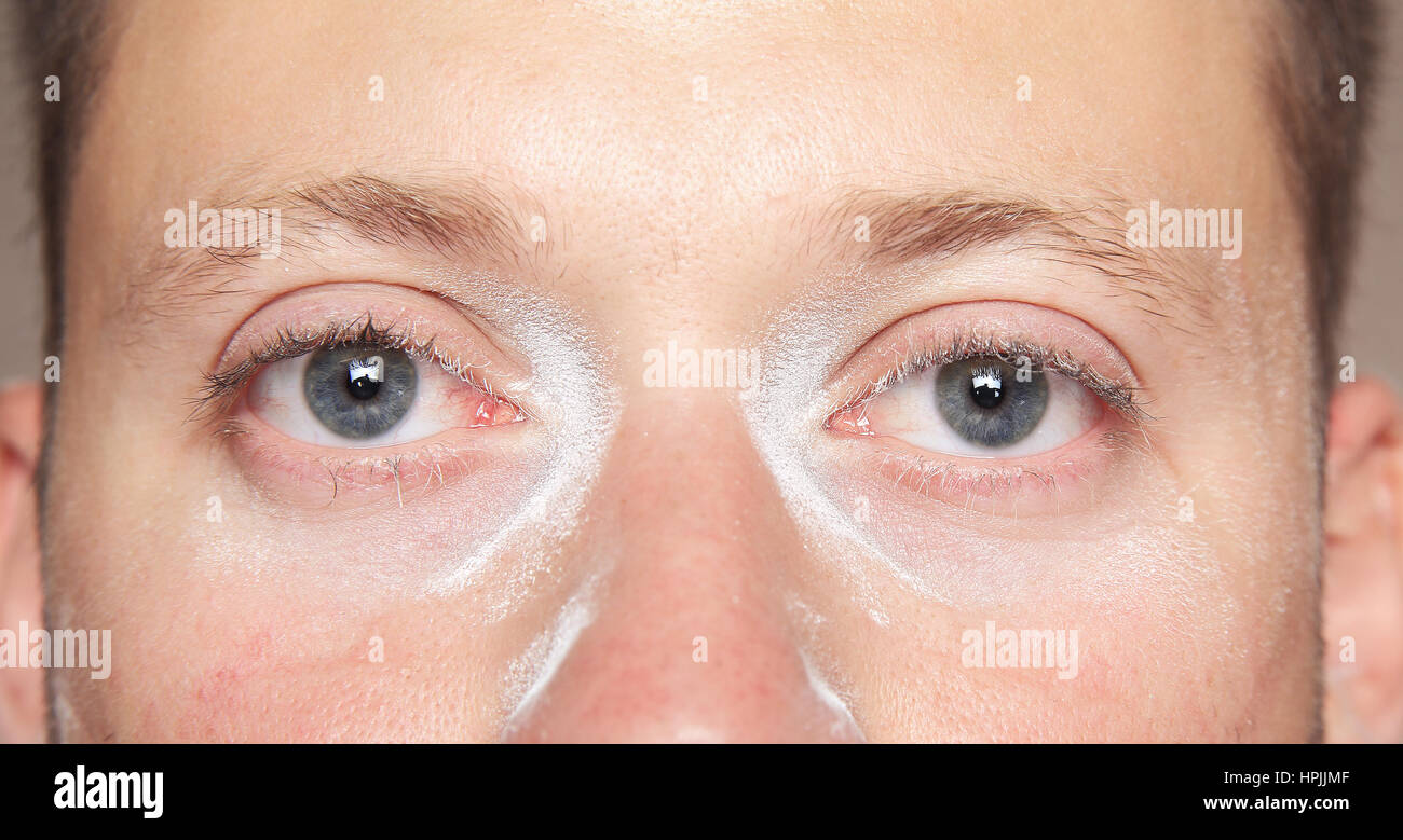 Dirty face of young man in whitewash Stock Photo - Alamy