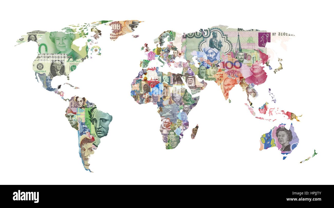 world countries currency map finance money bank-note Stock Photo - Alamy