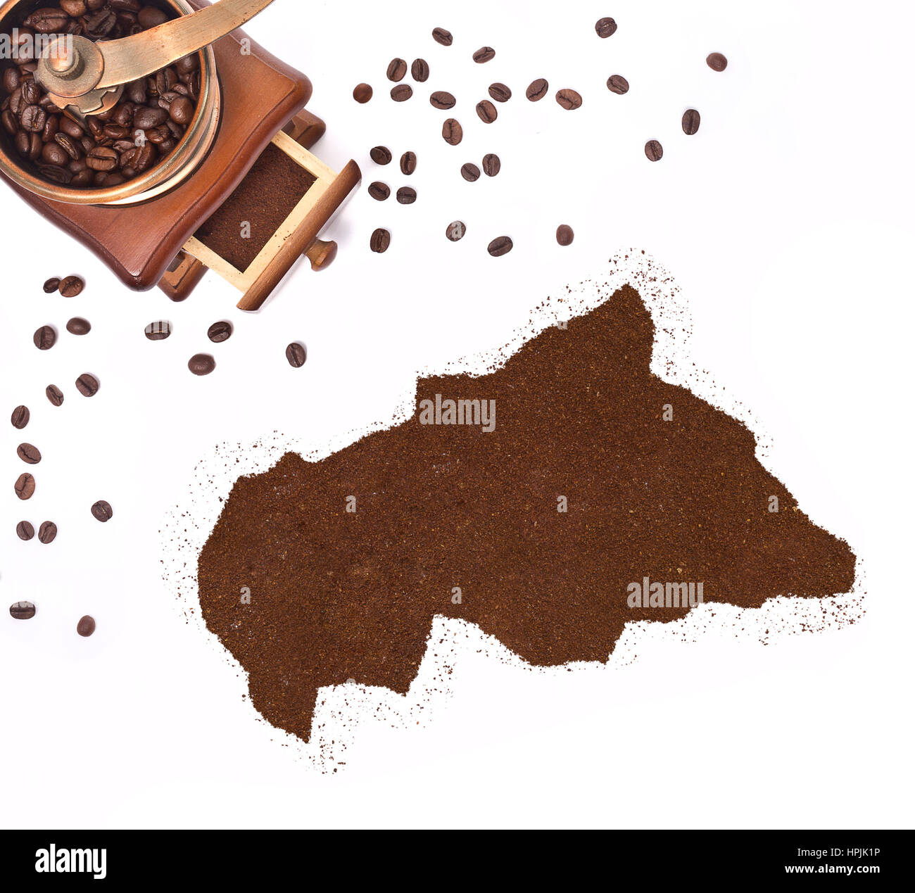 Coffee powder in the shape of Central African Republic and a decorative ...