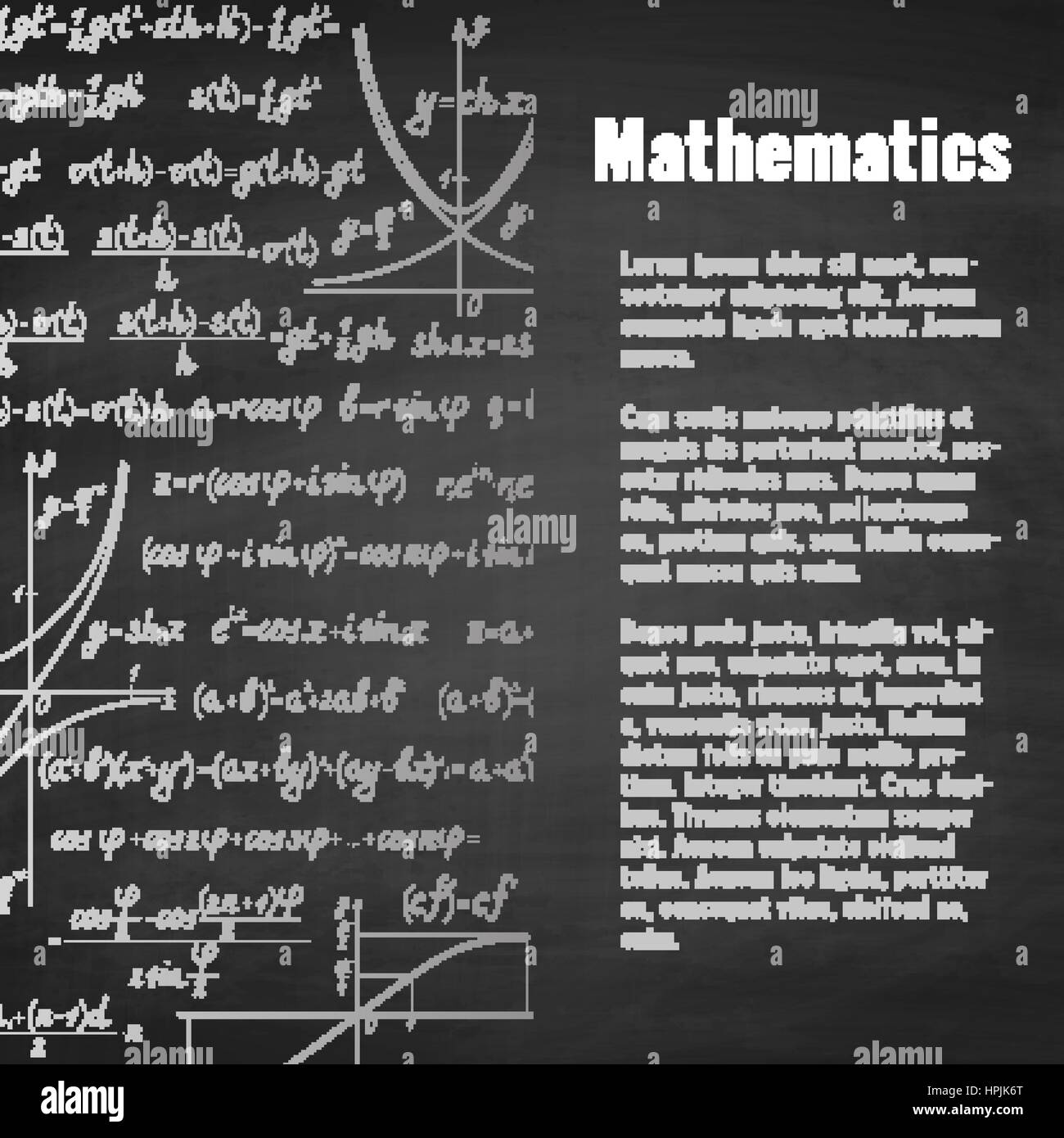 Abstract math handwritten background with copy space right. School ...