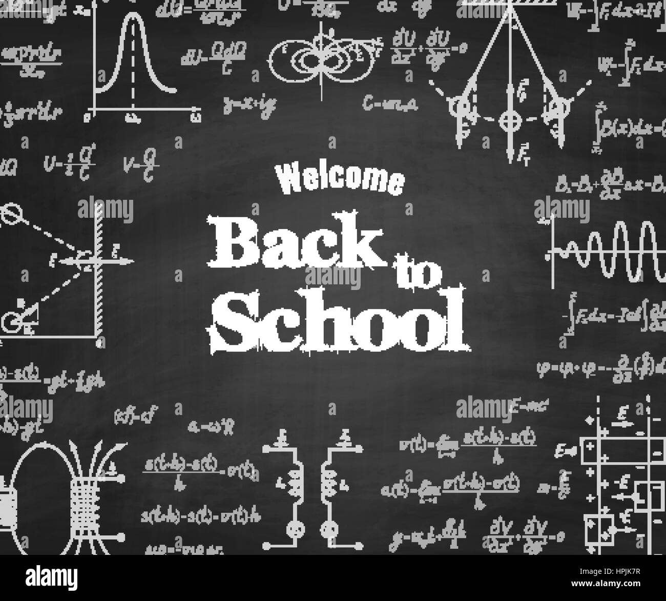 Welcome back to school with physics formulas and figure on school ...