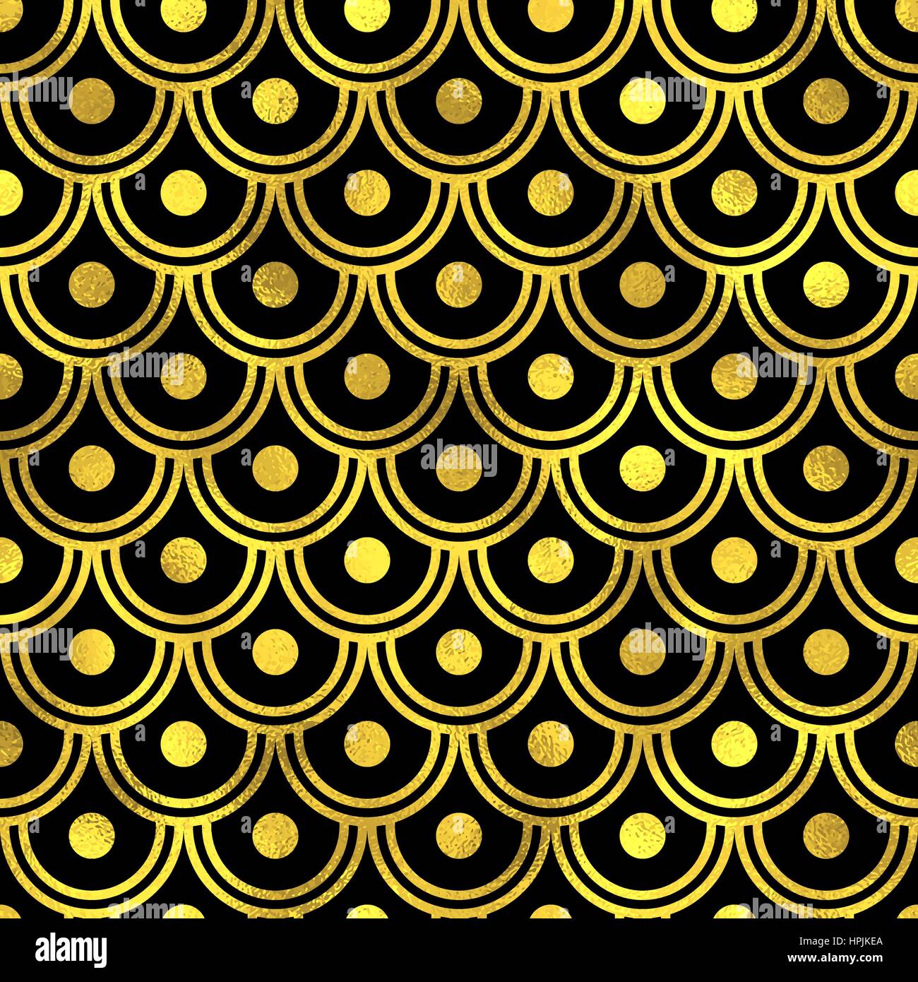 Abstract seamless scaled pattern with golden scales. Vector art deco ...