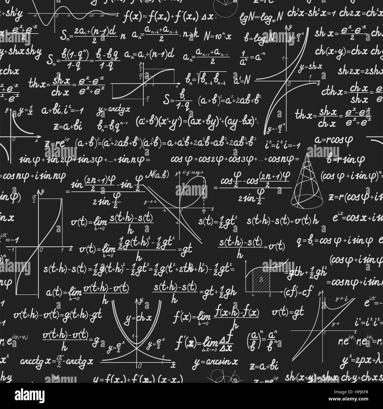 Mathematics vector seamless pattern with different signs, figures and ...