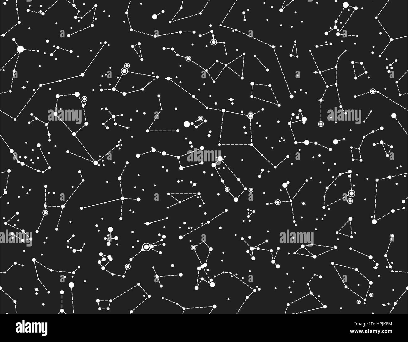Seamless vector pattern with constellations on black background ...
