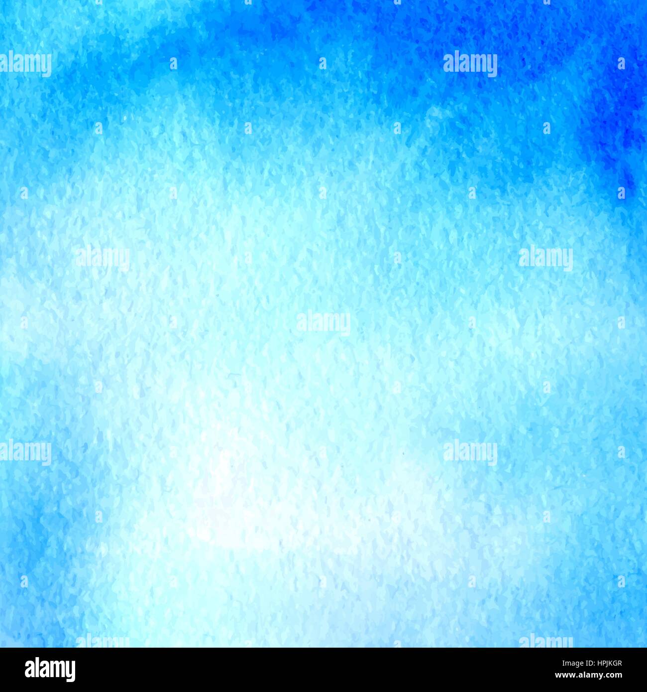 Light blue watercolor hand drawn banner. Vector watercolour paper grain ...