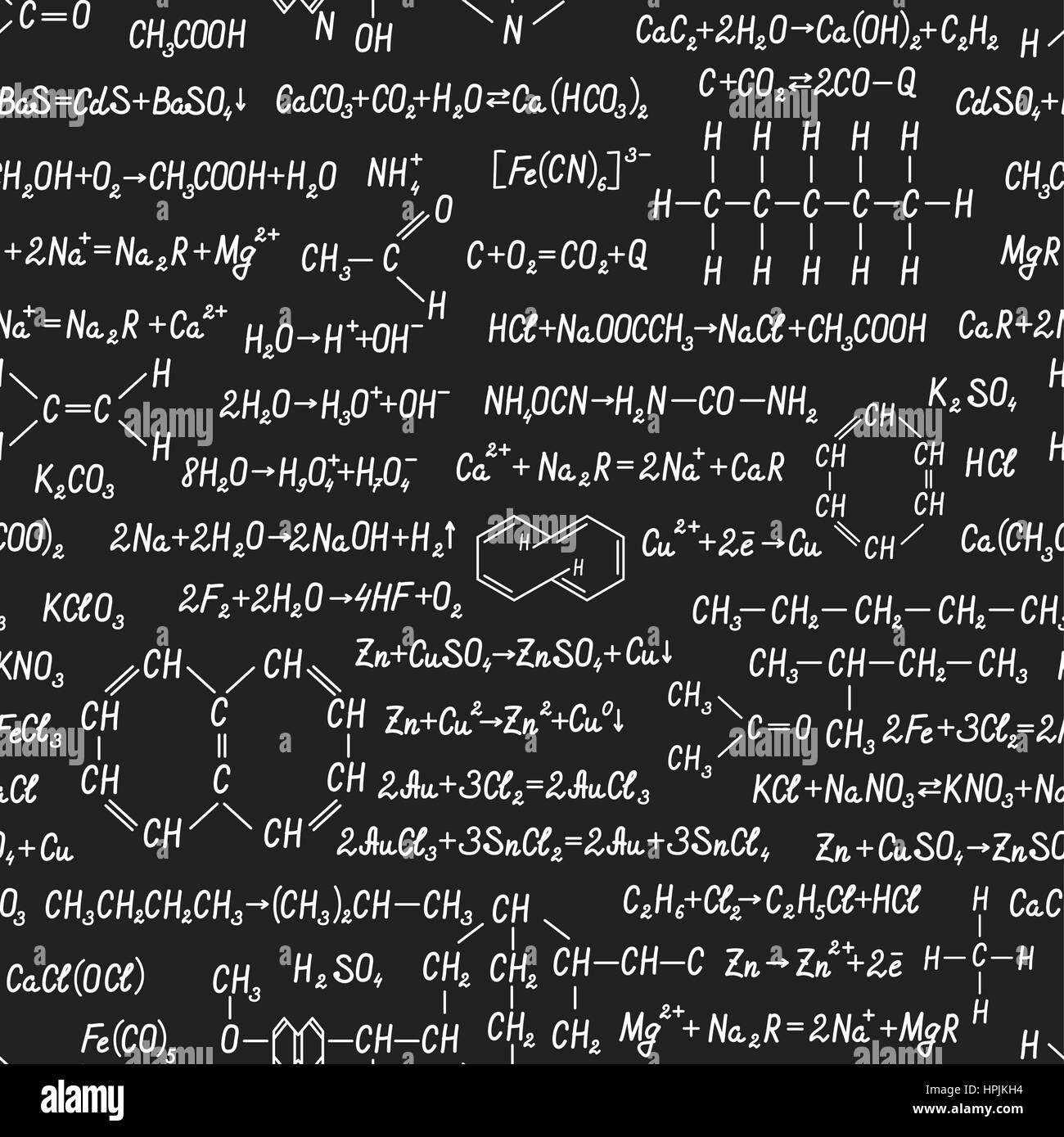 Chemistry vector seamless pattern with formulas, equations and figures ...