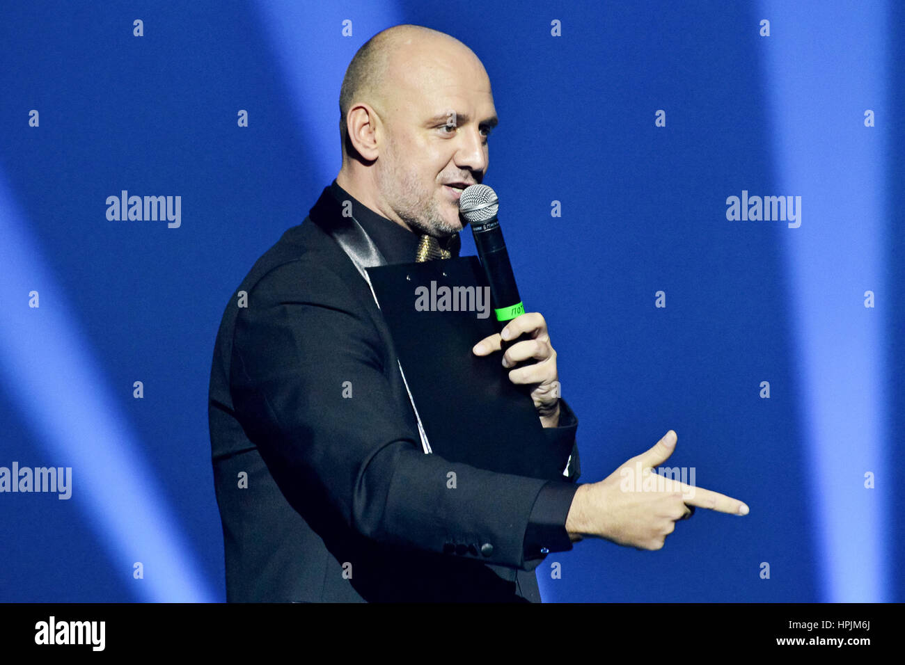 Kyiv, Ukraine. 14th Feb, 2017. Singer Aleksey Potapenko (Potap) during the Ukrainian musical ...