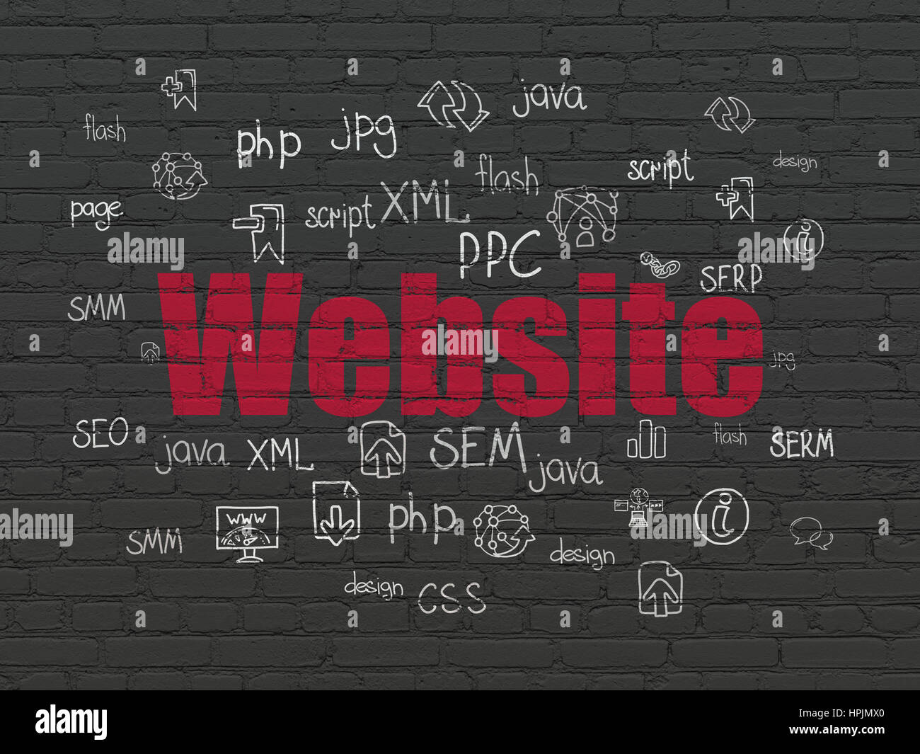 Web development concept: Website on wall background Stock Photo - Alamy
