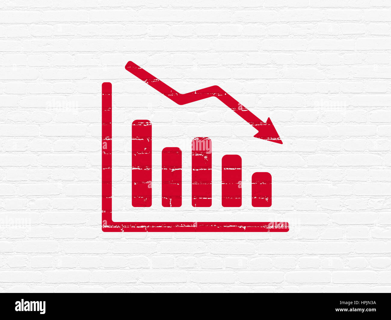 News concept: Decline Graph on wall background Stock Photo - Alamy