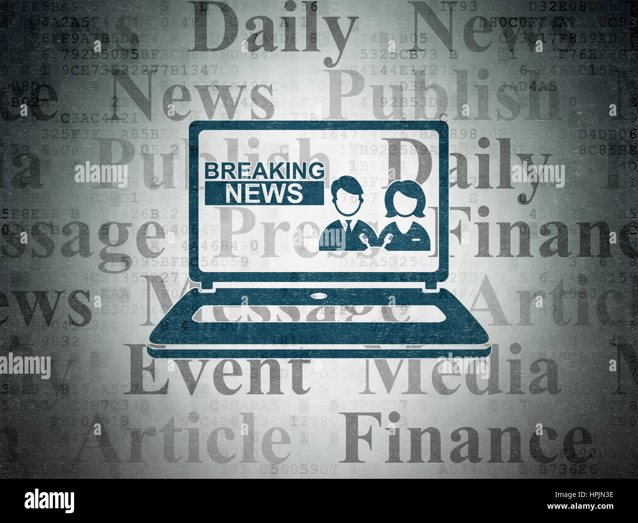 News concept: Breaking News On Laptop on Digital Data Paper background ...