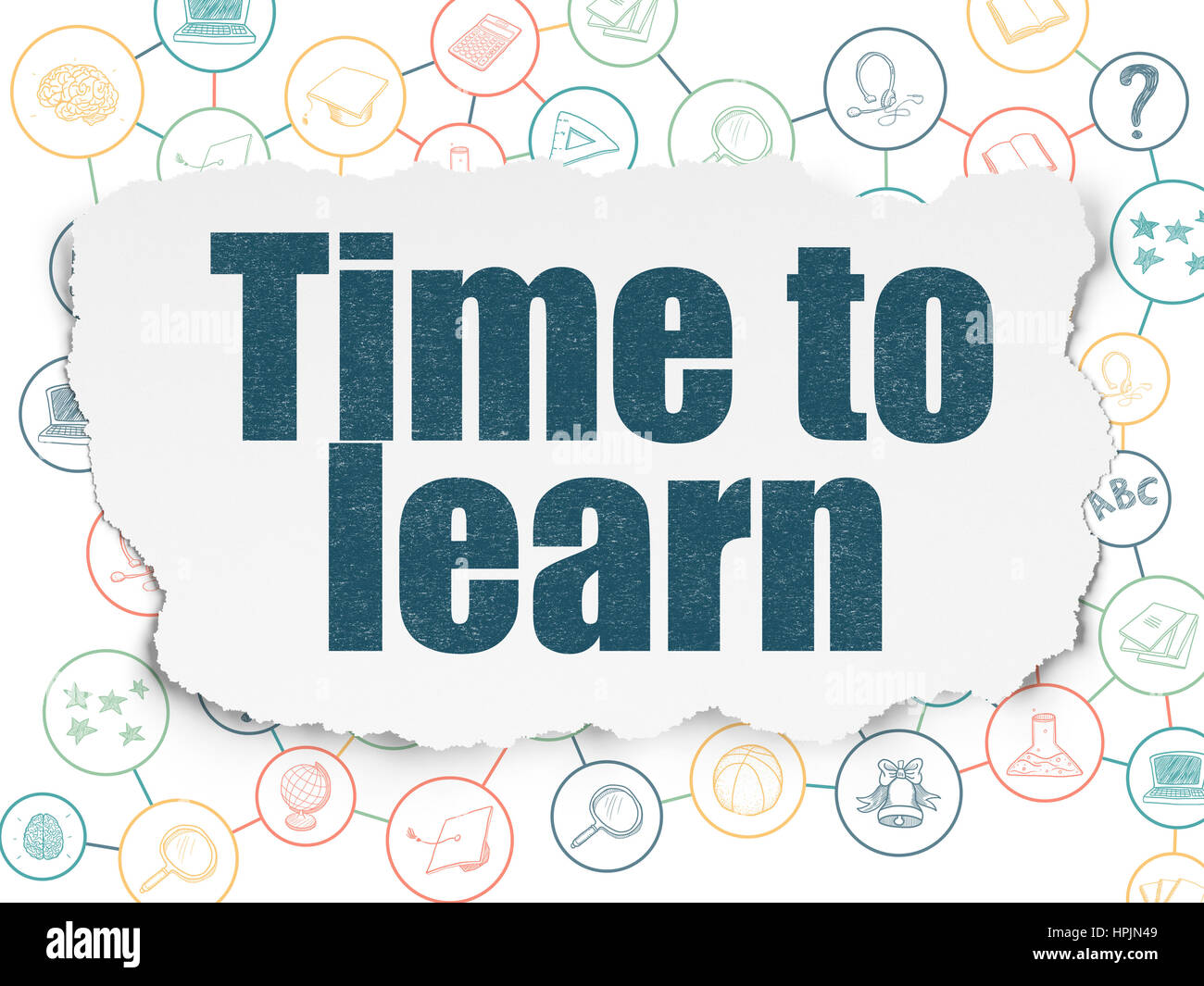 Education concept: Time to Learn on Torn Paper background Stock Photo ...