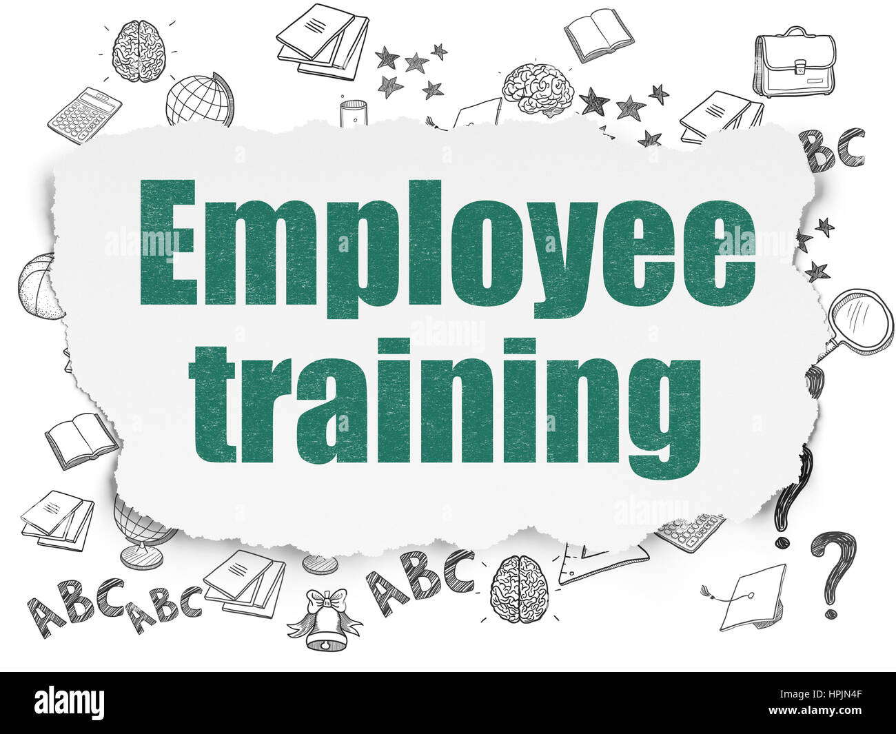 Education concept: Employee Training on Torn Paper background Stock ...