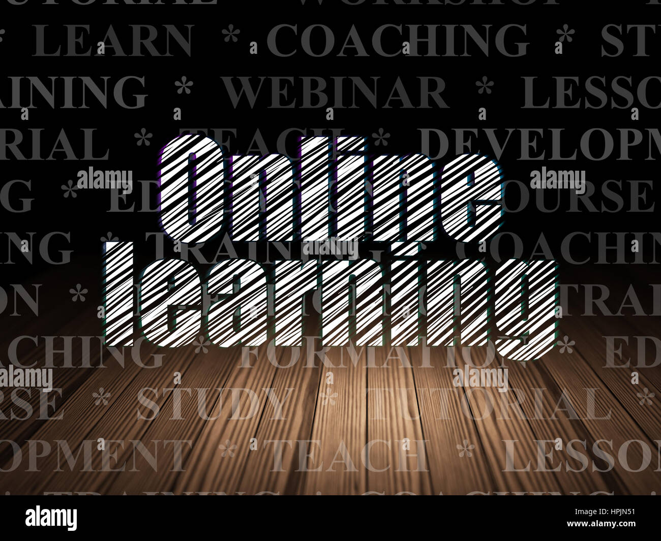 Studying concept: Online Learning in grunge dark room Stock Photo - Alamy
