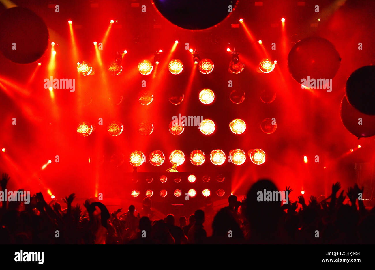 CLUJ-NAPOCA, ROMANIA - AUGUST 7, 2016: Djs Lost Frequencies mixing live on the stage during the ...