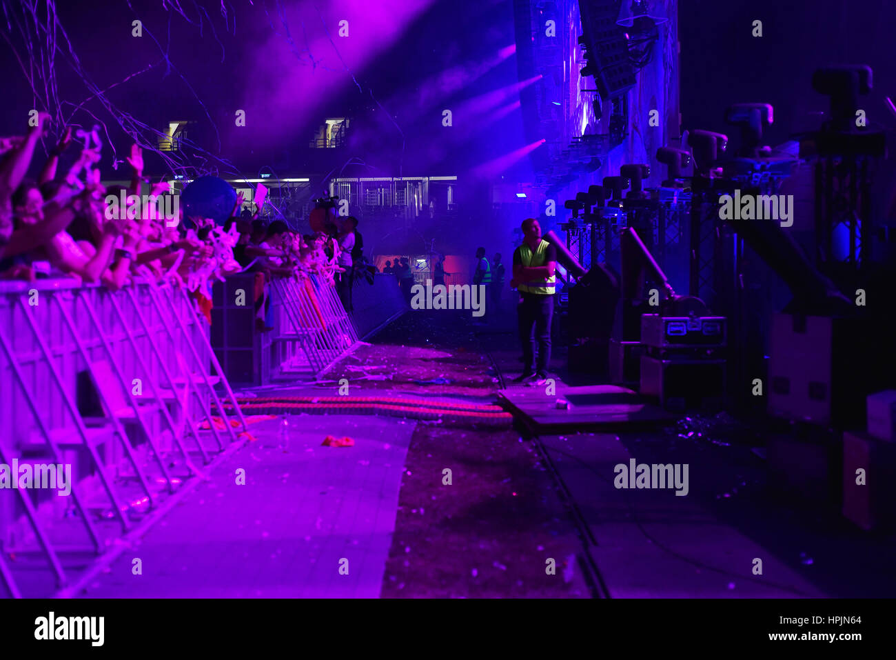 CLUJ-NAPOCA, ROMANIA - AUGUST 6, 2016: Crowd having fun during a Twoloud live concert at Untold ...