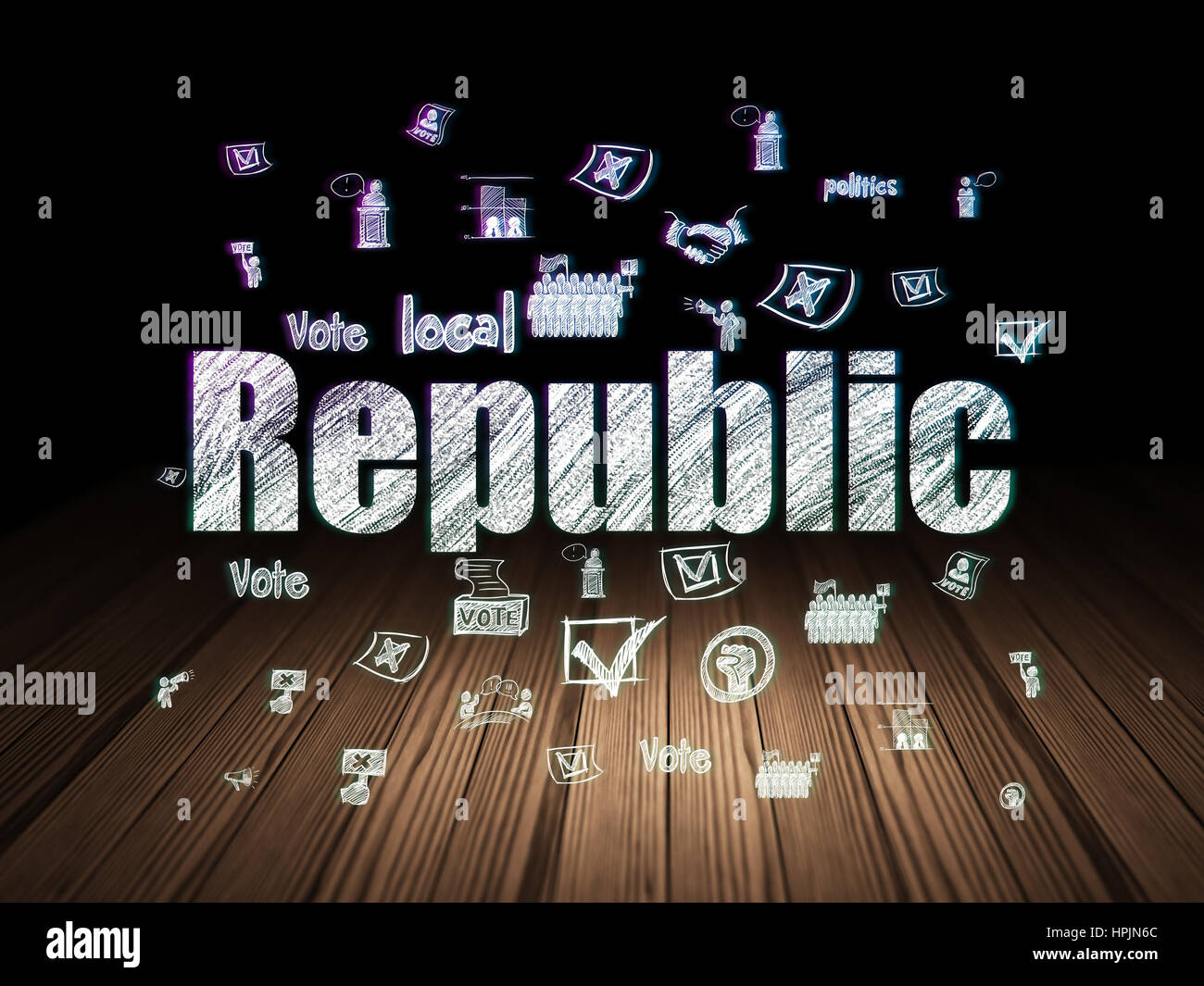 Politics concept: Republic in grunge dark room Stock Photo - Alamy