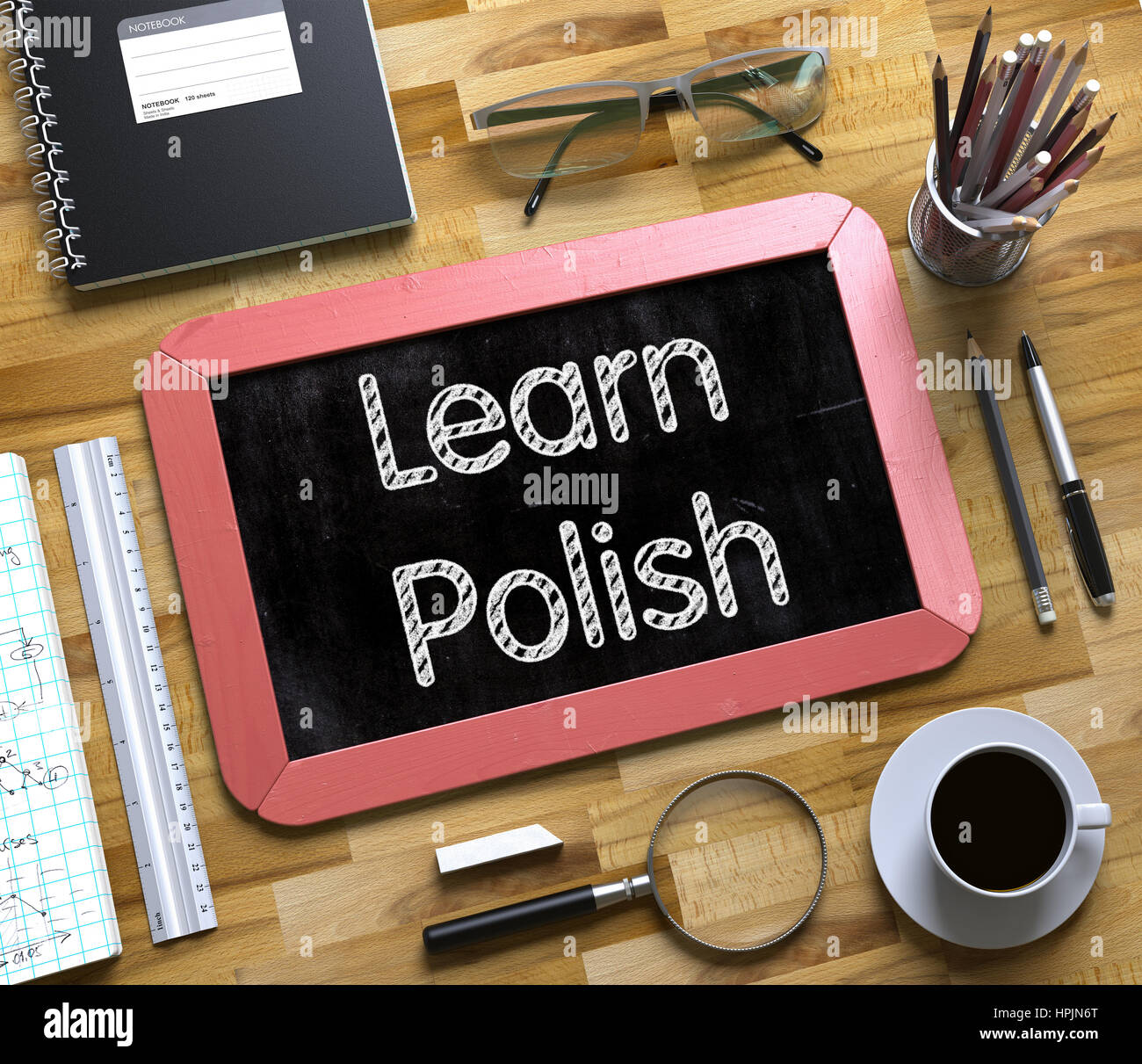 Learn Polish - Text on Small Chalkboard. 3D Stock Photo - Alamy
