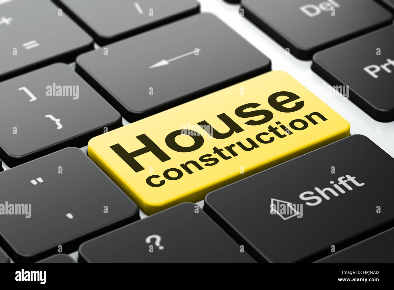 Constructing concept: House Construction on computer keyboard ...