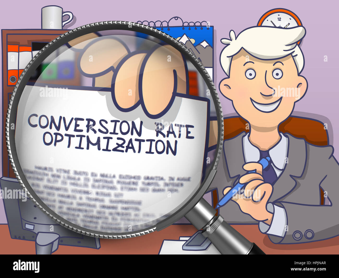Conversion Rate Optimization through Magnifier. Doodle Style Stock ...