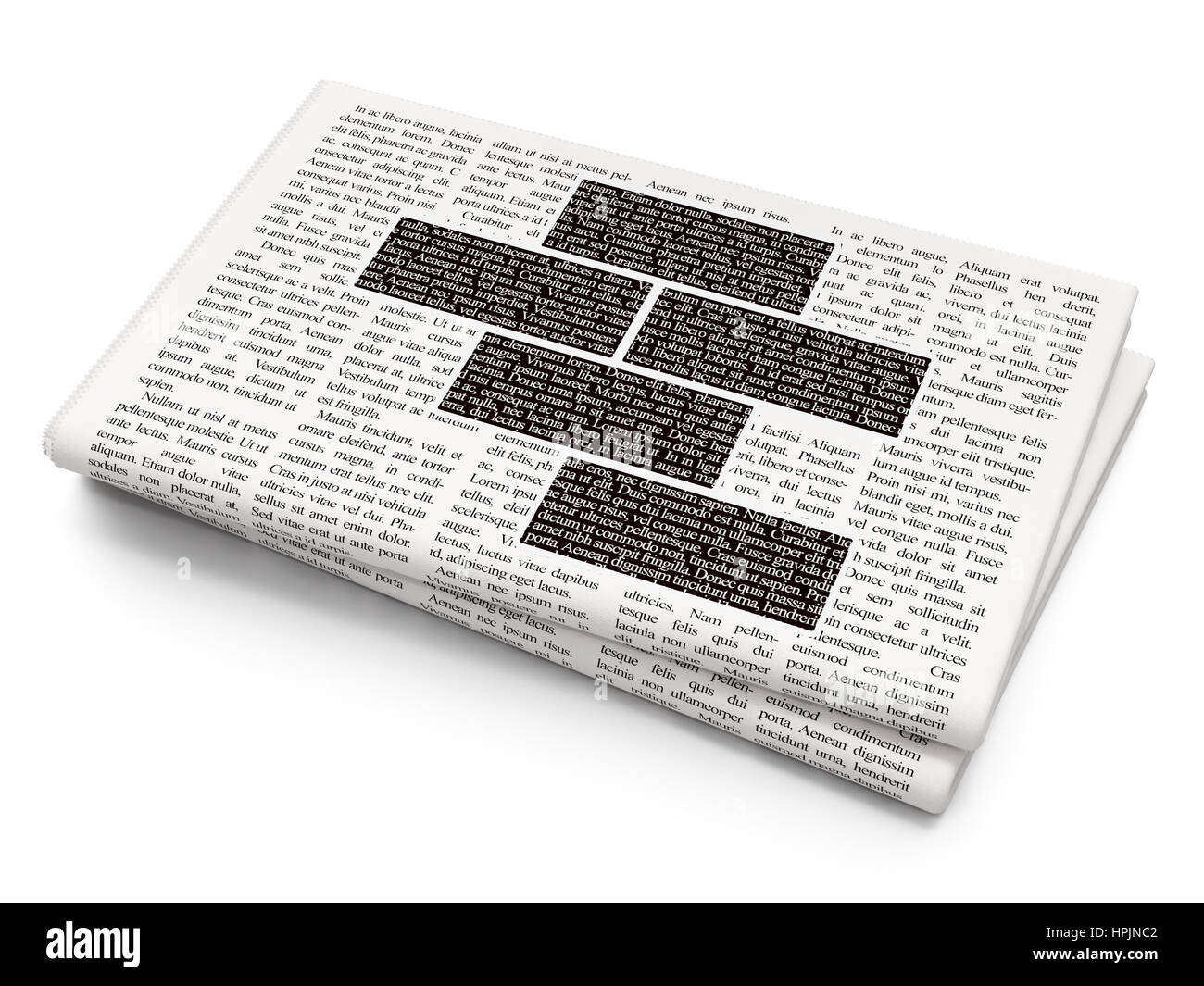 Constructing concept: Bricks on Newspaper background Stock Photo - Alamy