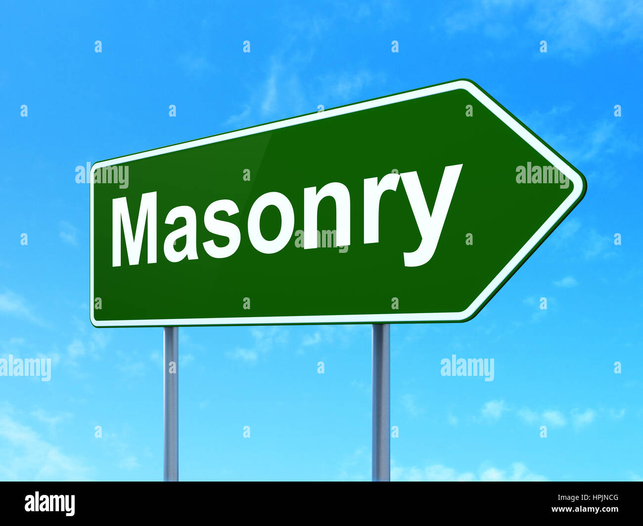 Construction concept: Masonry on road sign background Stock Photo - Alamy