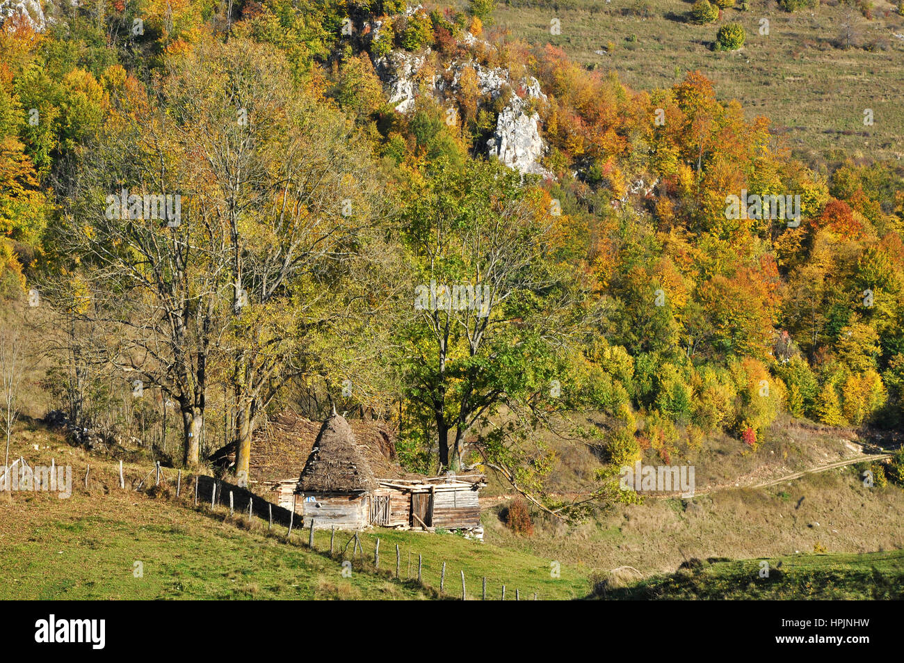 Rustic barn in the mountains Stock Photo - Alamy