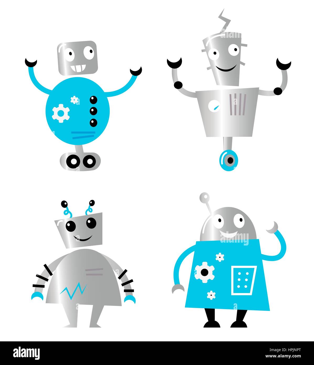 12022578 - cute cartoon robot characters. vector collection Stock Photo ...