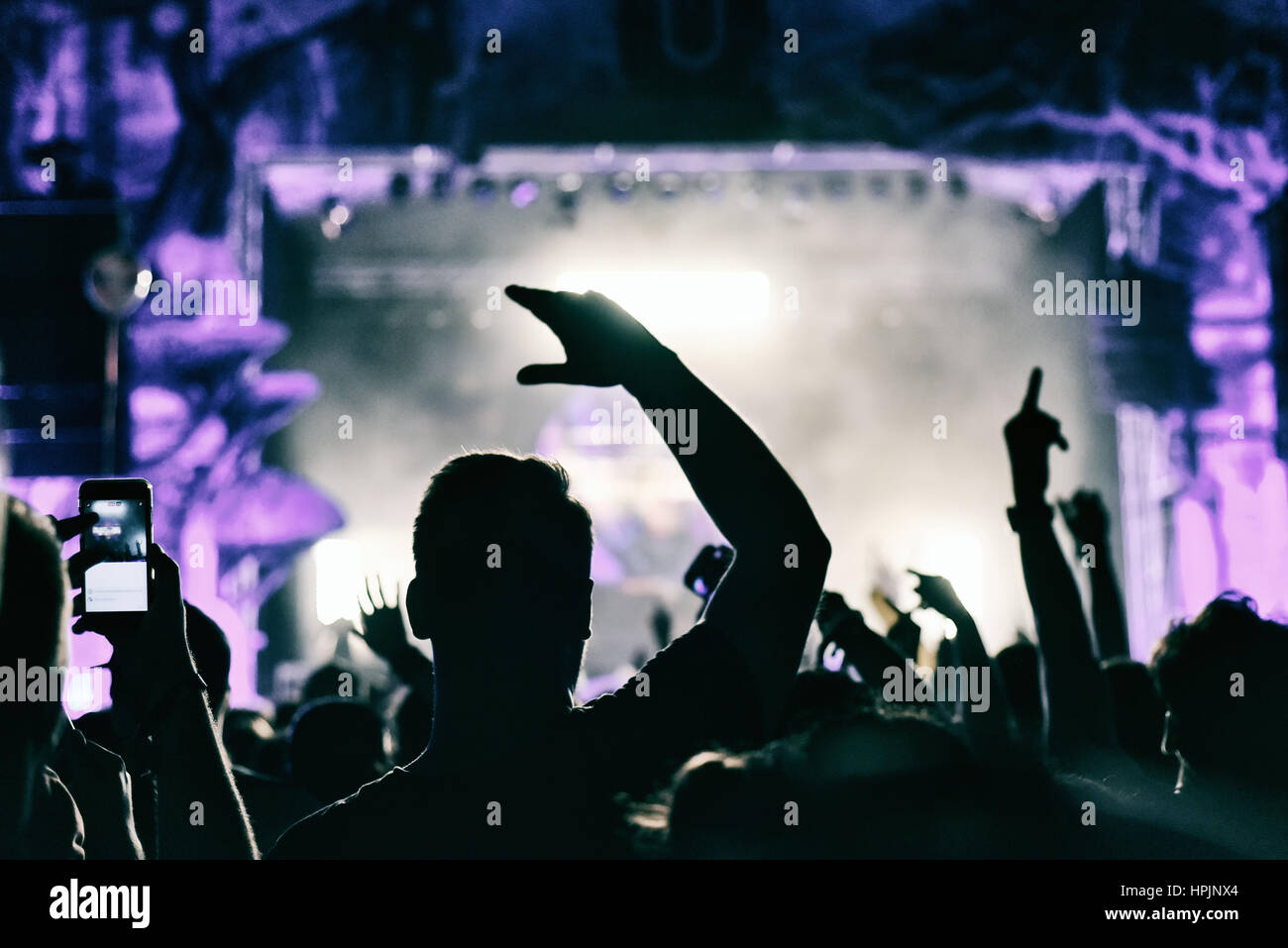 Concert crowd applauding at a music festival Stock Photo - Alamy