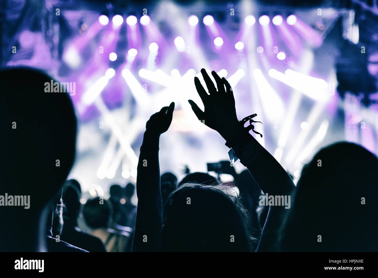 Concert crowd applauding at a music festival Stock Photo - Alamy