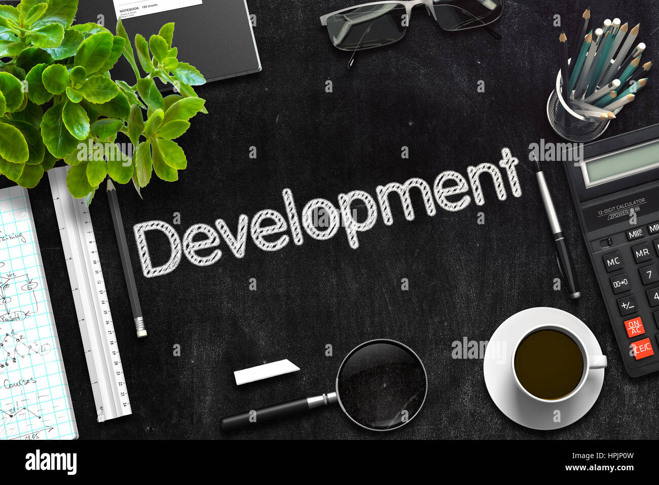 Black Chalkboard with Development. 3D Rendering Stock Photo - Alamy