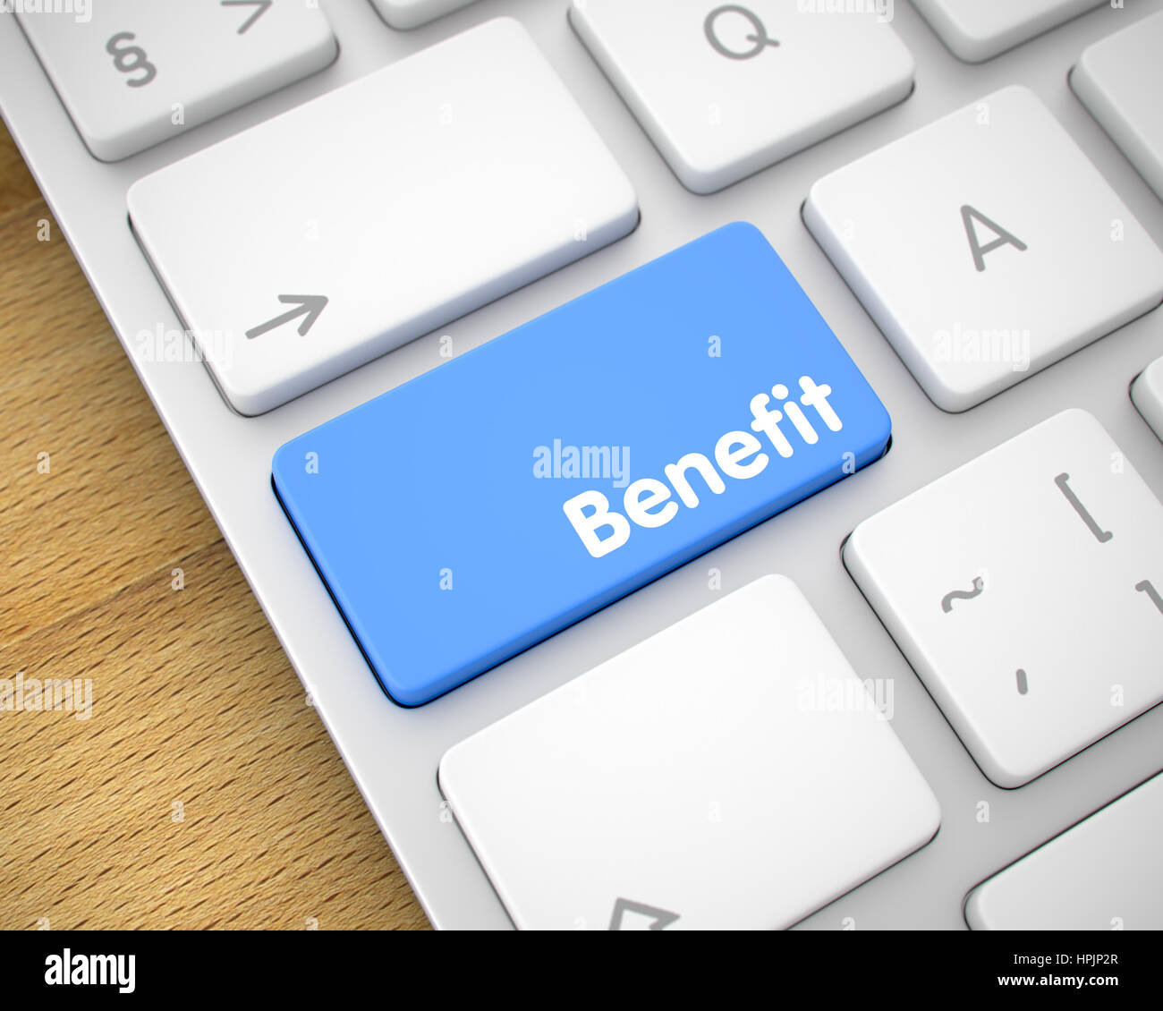 Benefit - Text on Blue Keyboard Key. 3D Stock Photo - Alamy
