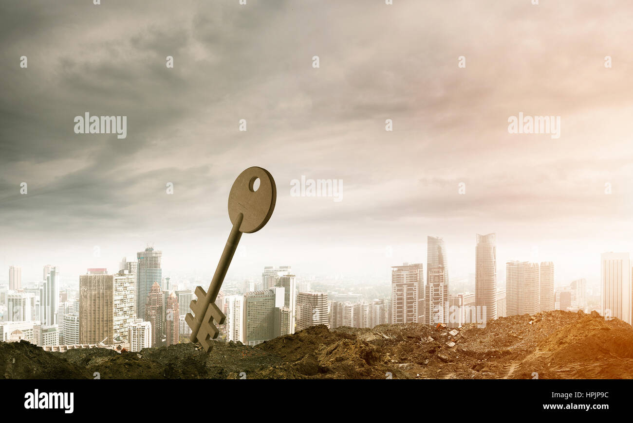Conceptual background image of concrete key sign and natural lan Stock ...