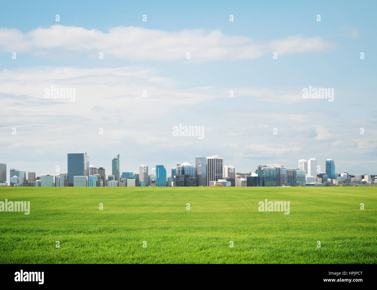 Natural landscape view of skyscrapers and urban buidings as symbol for ...