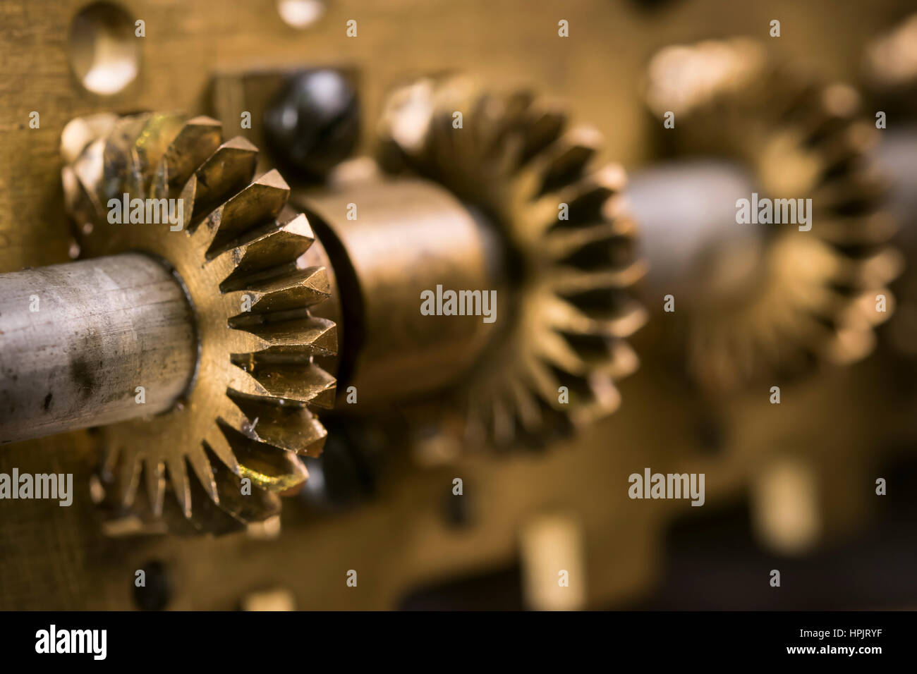 Old brass clock parts clockwork cogs gears mechanical mechanism machine ...