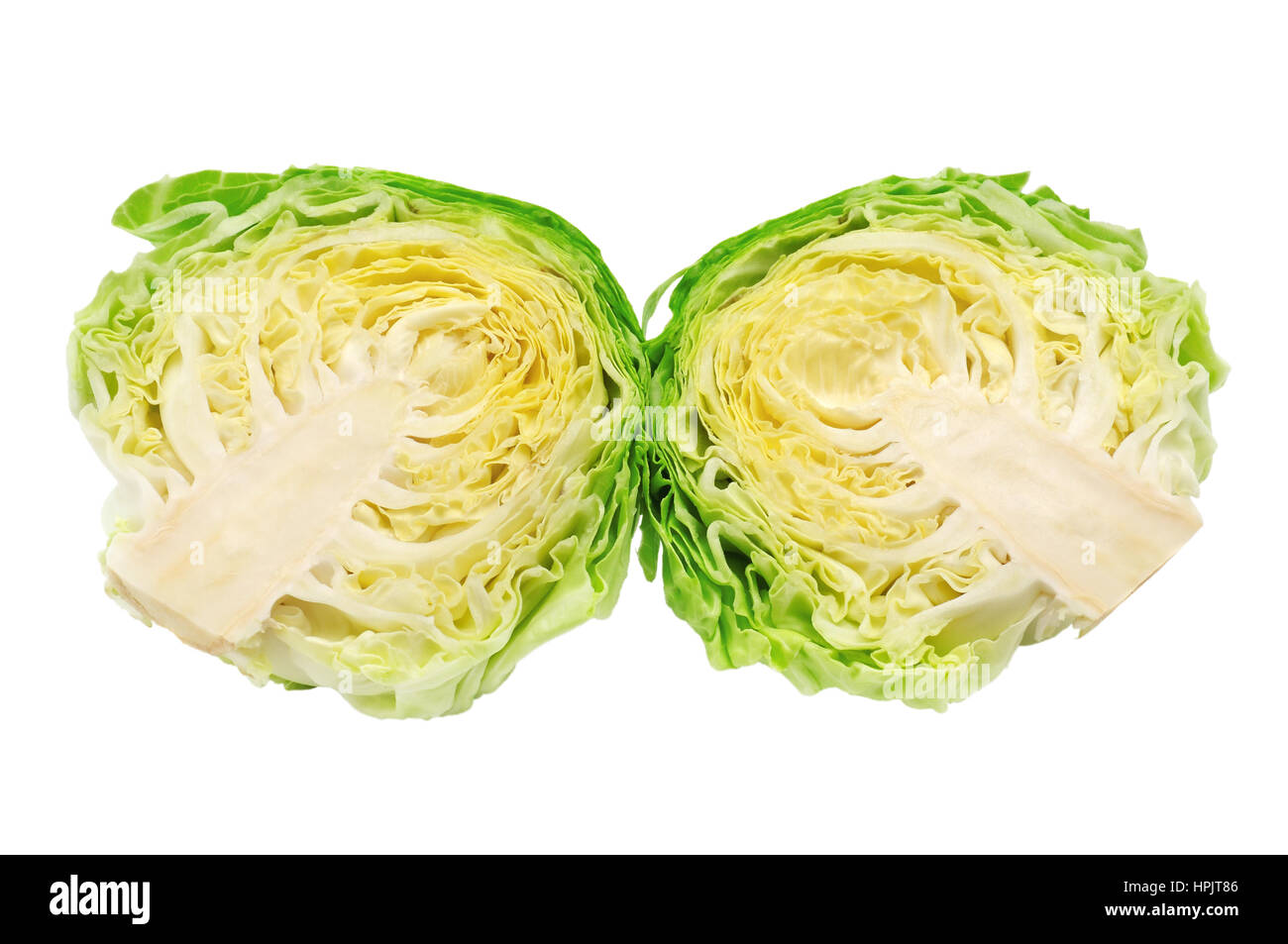 Cutting head cabbage isolated on a white background Stock Photo - Alamy